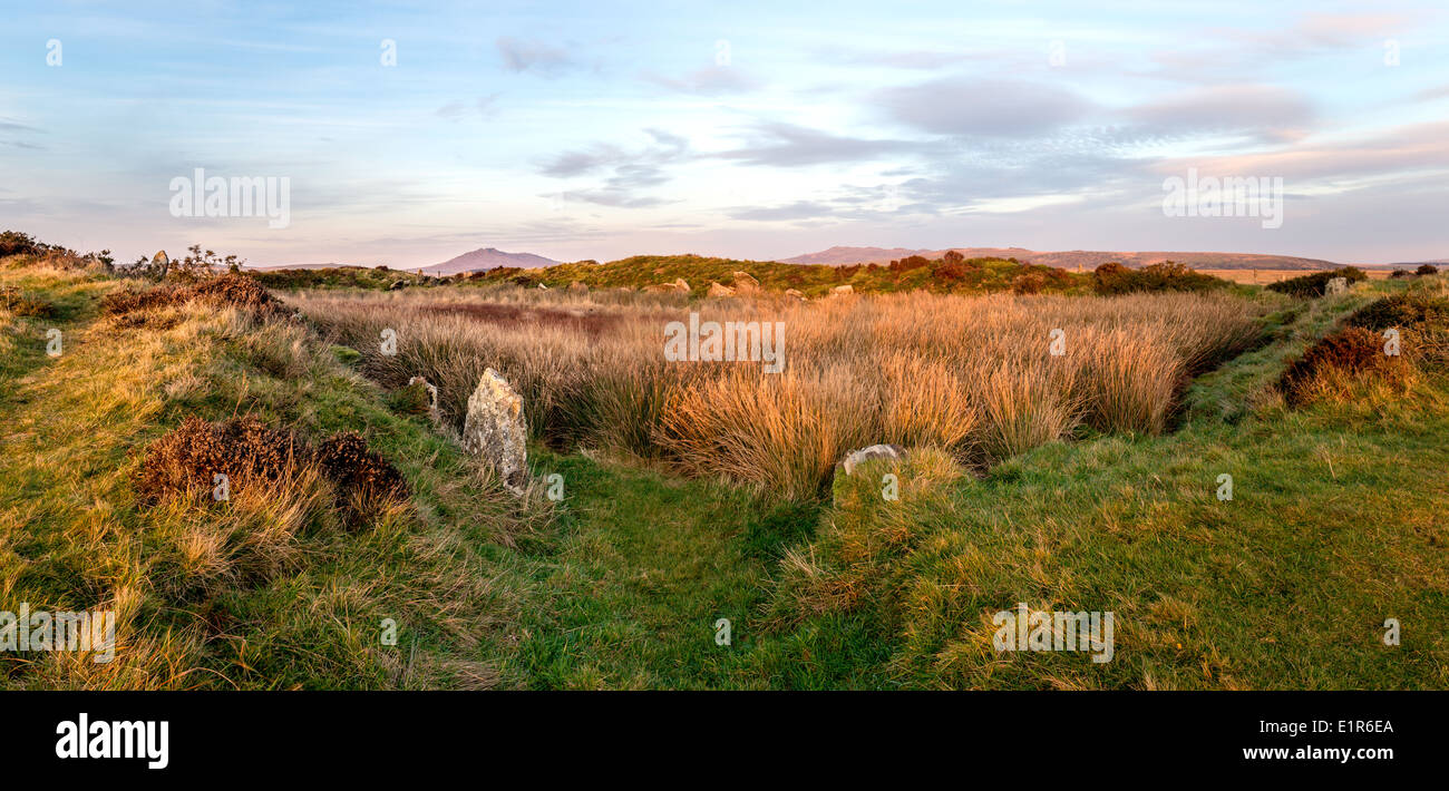 Standing stones at King Arthur's Hall a megalithic monument on Bodmin ...