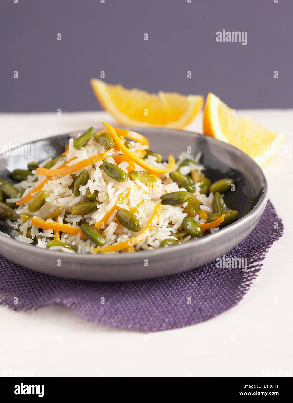 Basmati rice with pistachios and orange zests Stock Photo - Alamy