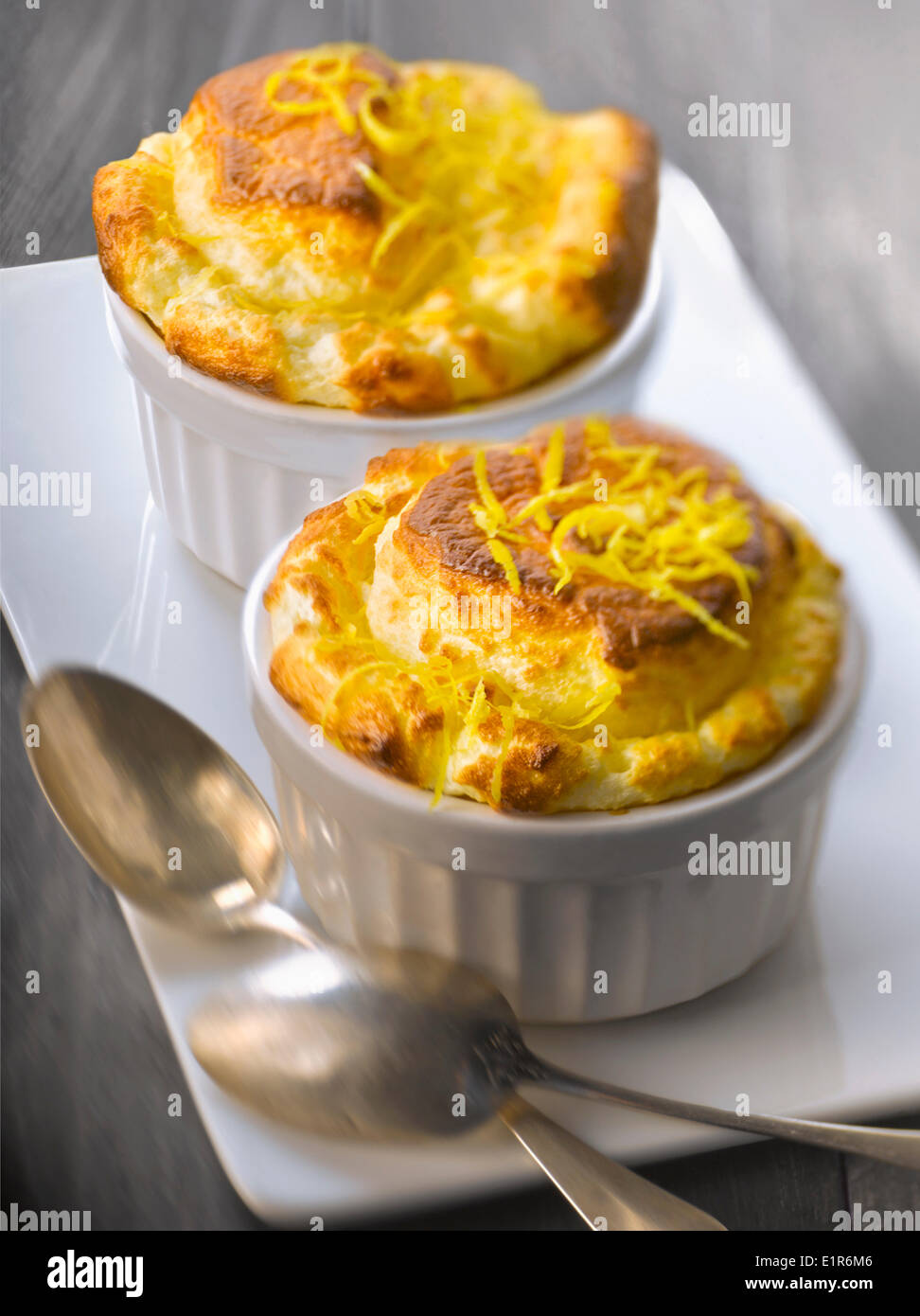Individual Fromage blanc and lemon soufflées Stock Photo - Alamy