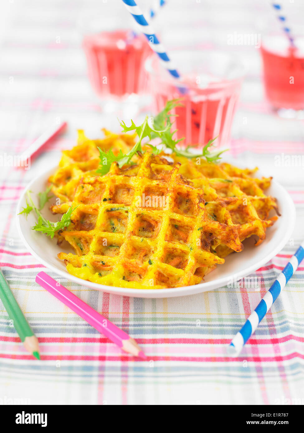 Vegetable and Comté savoury waffles Stock Photo - Alamy