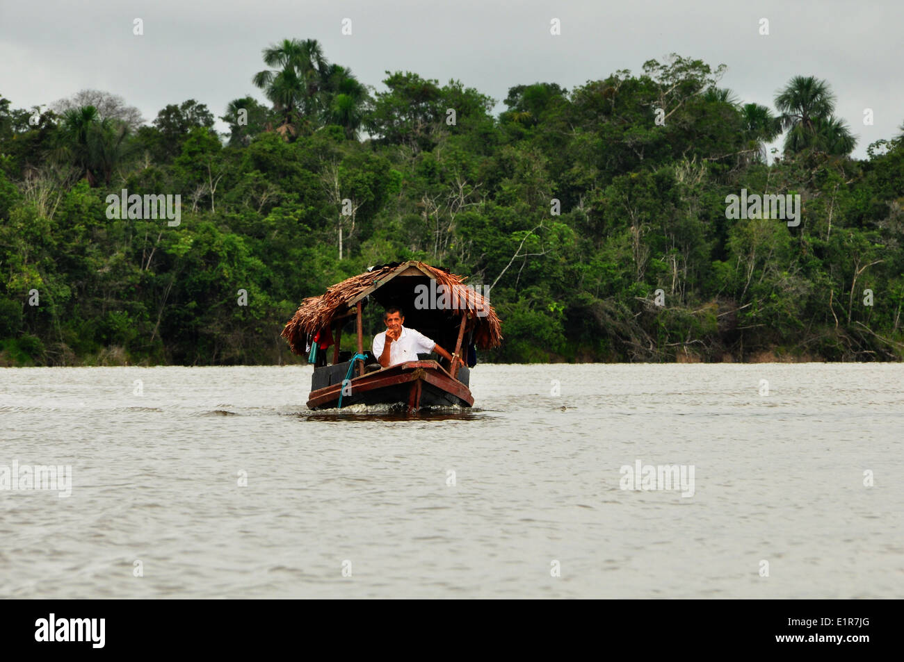 Travel by Small Boat on Peruvian Amazon river Stock Photo - Alamy
