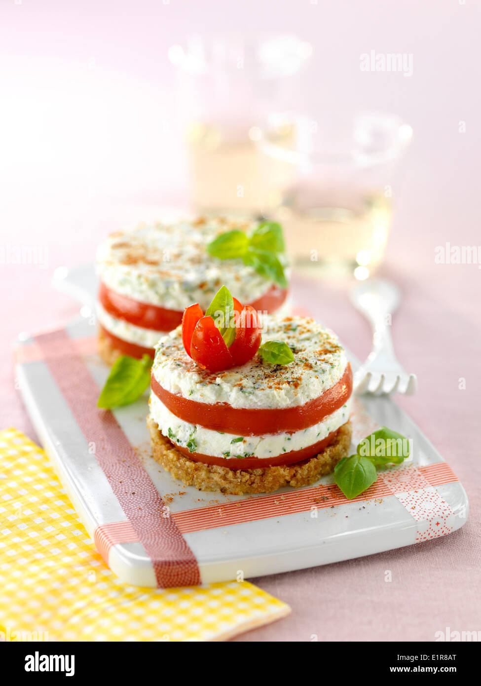 Goat's cheese and tomato cheesecakes Stock Photo - Alamy