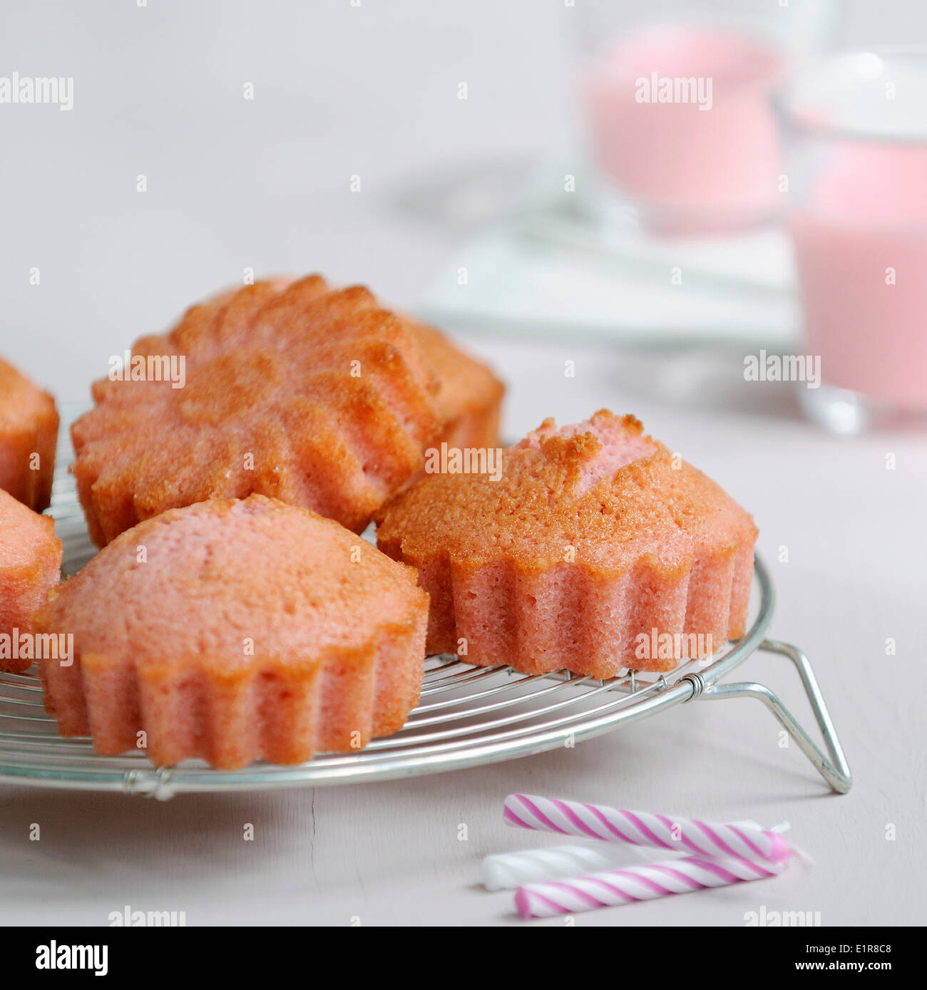 Pink biscuit Financiers Stock Photo - Alamy