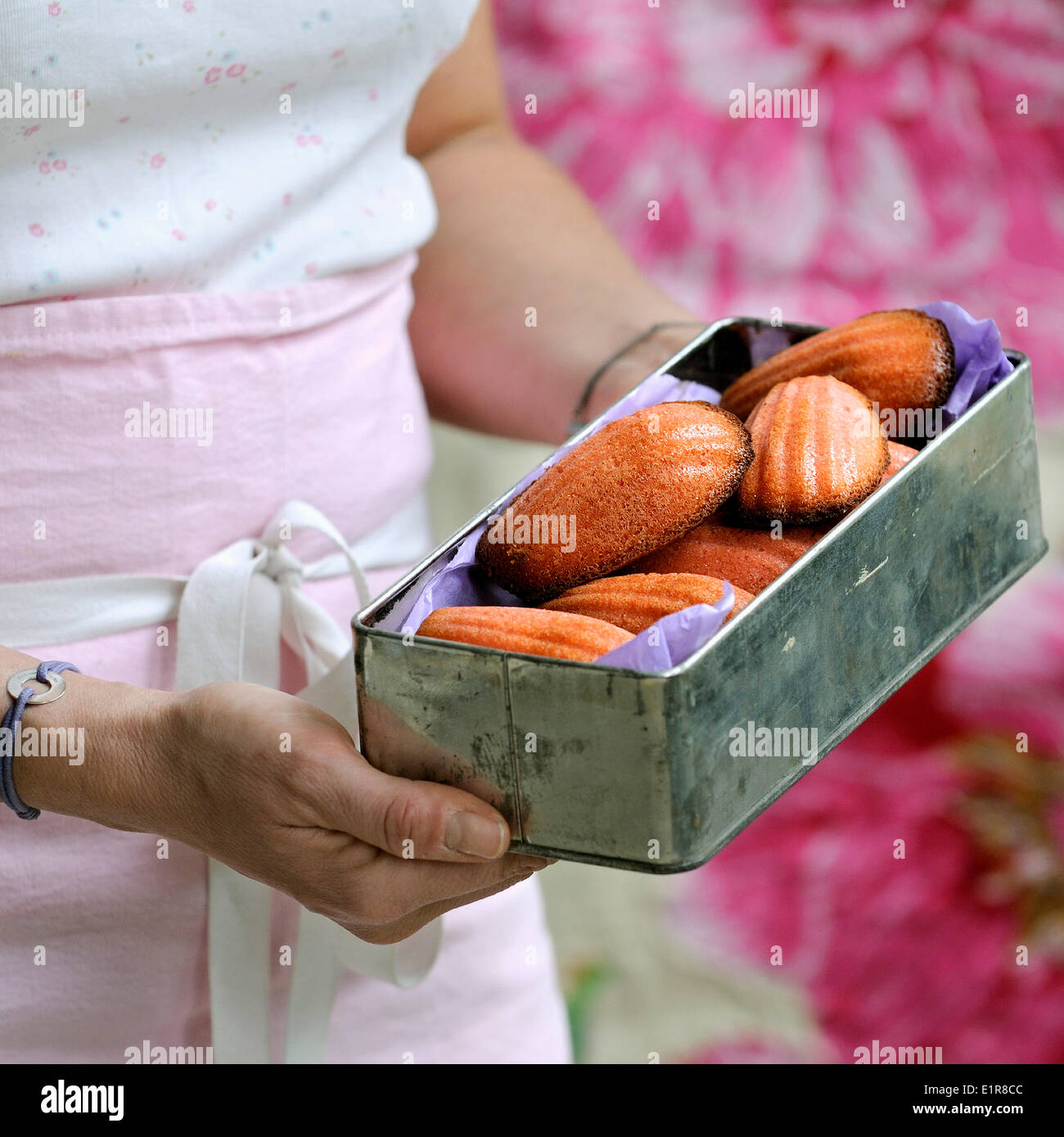 Pink biscuit Madeleines Stock Photo - Alamy