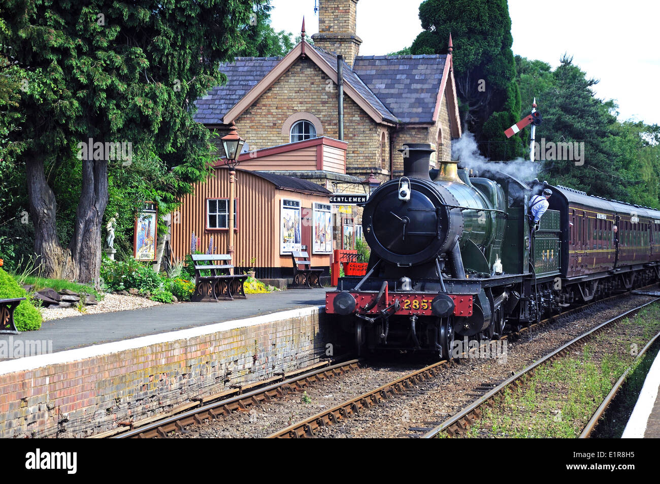 Steam train in station, Hampton Loade, Shropshire, England, UK, Western ...