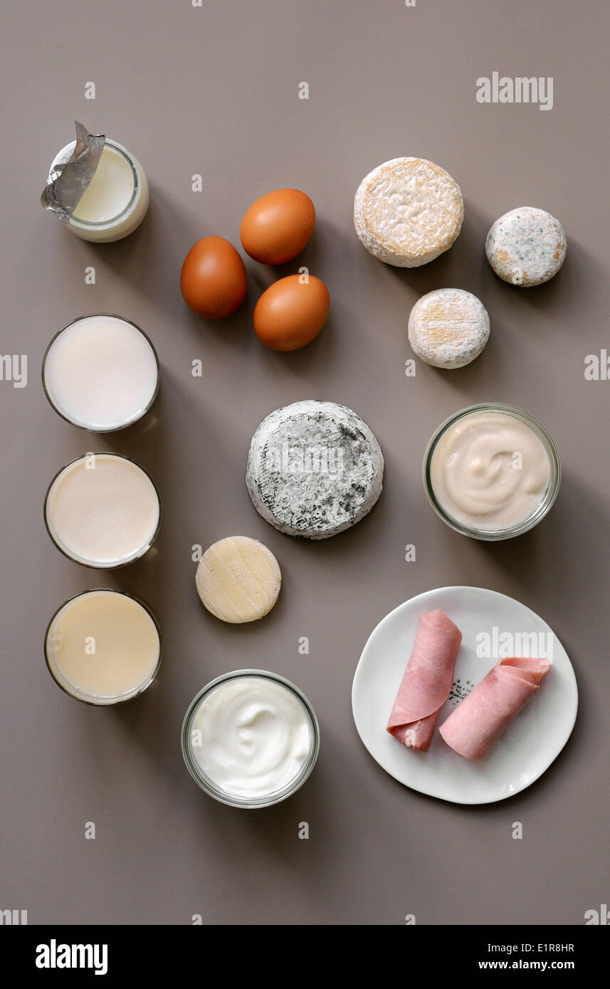 Dairy products and protein products Stock Photo - Alamy