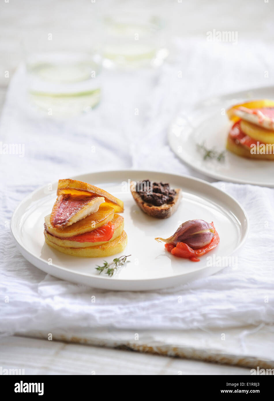 Red mullet and potato sandwich Stock Photo - Alamy