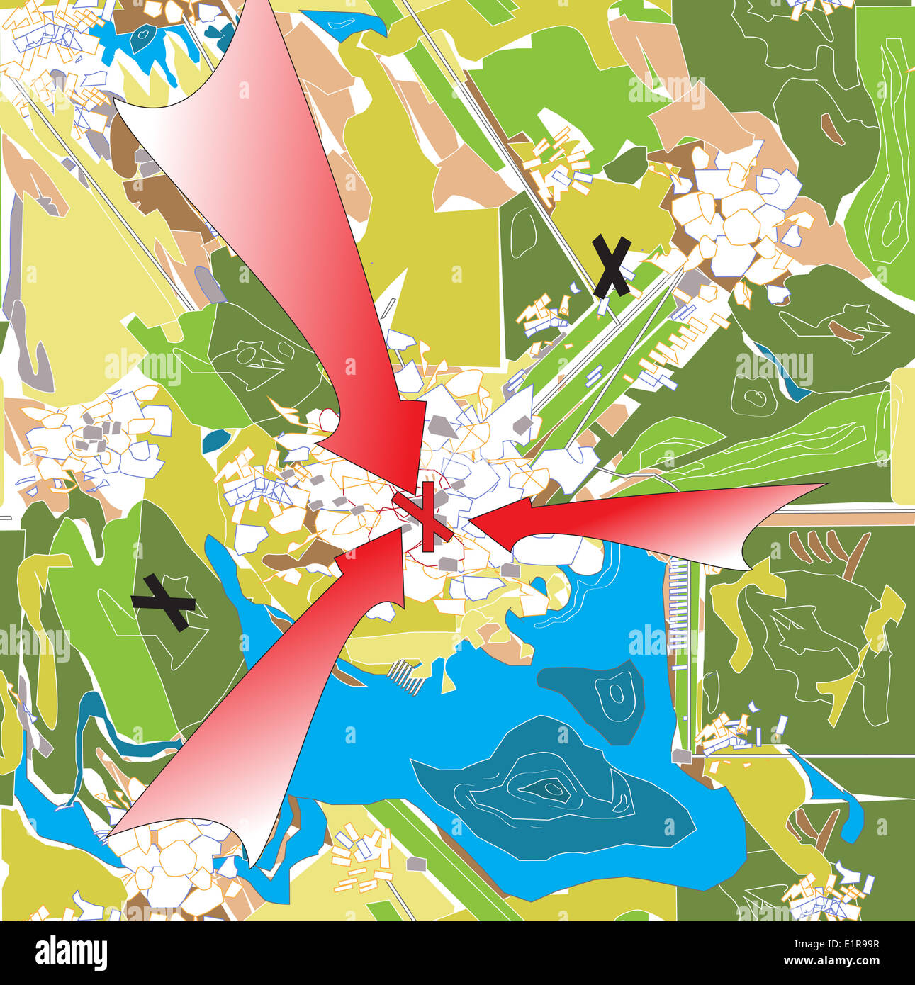 Illustration of the directions of attacks, military concepts Stock ...