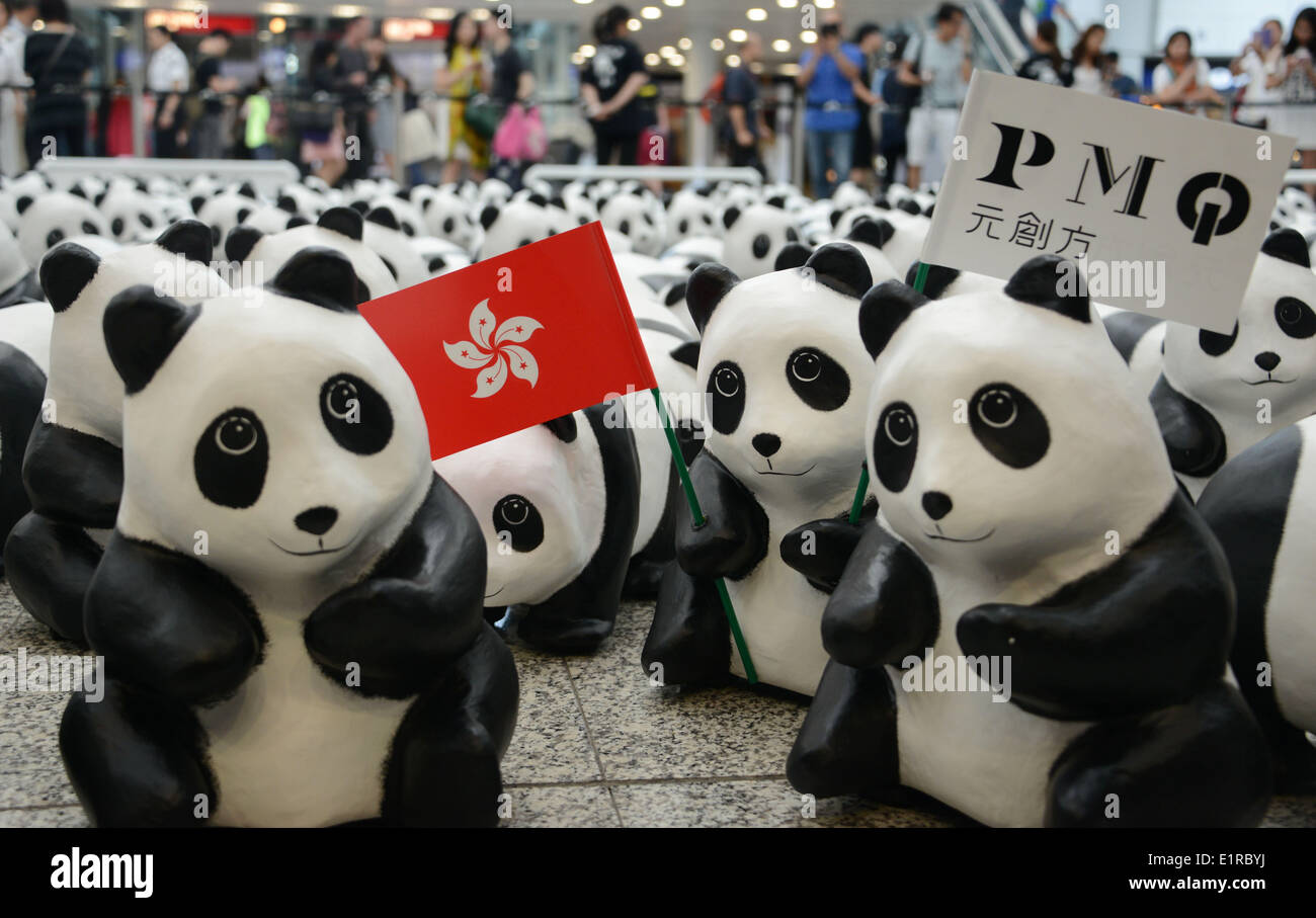 Hong Kong. 9th June, 2014. Paper pandas are seen at Hong Kong ...