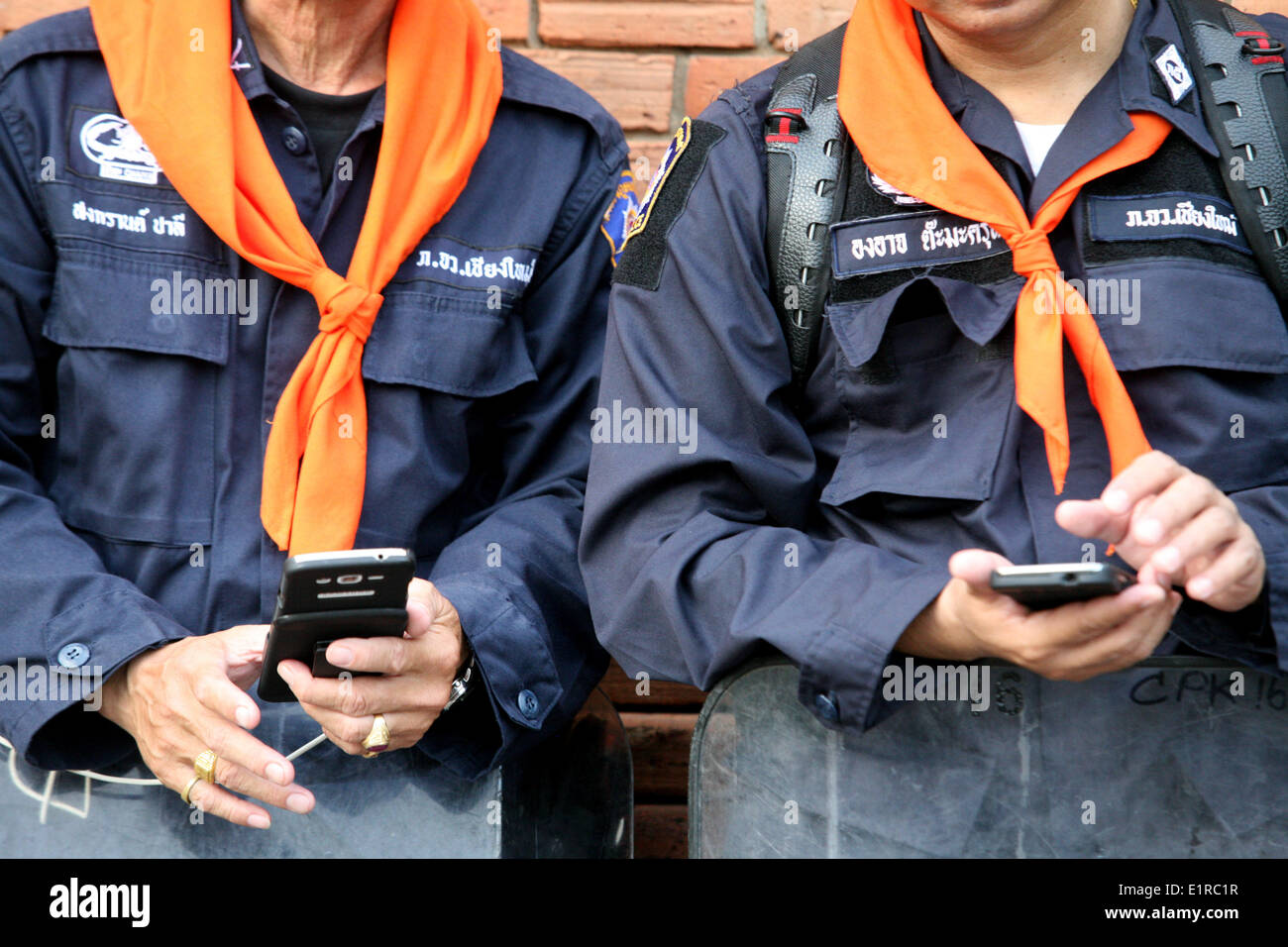 Chiang Mai, Thailand. 9th June, 2014. Soldiers stand guard at the Tha ...