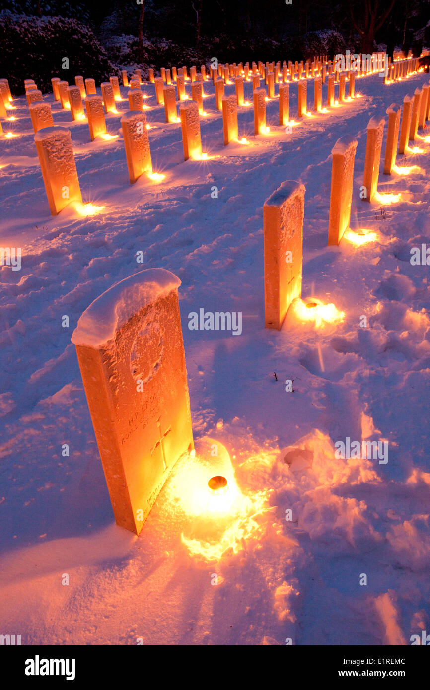 Each year, on Christmas Eve the Canadian cemetary in Holten is lit with ...