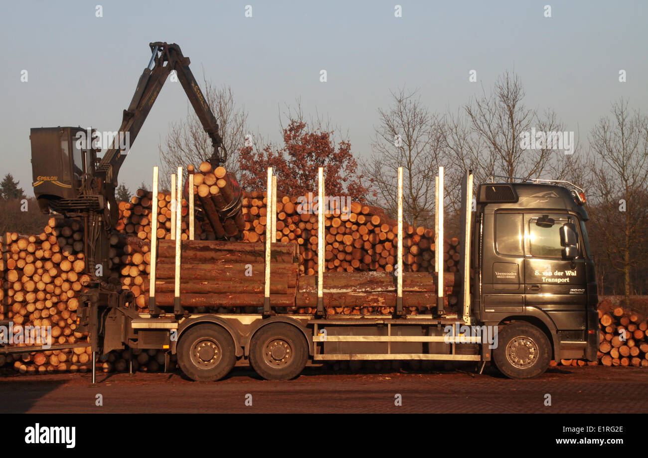 A truck with new timber at a timber storage Stock Photo - Alamy