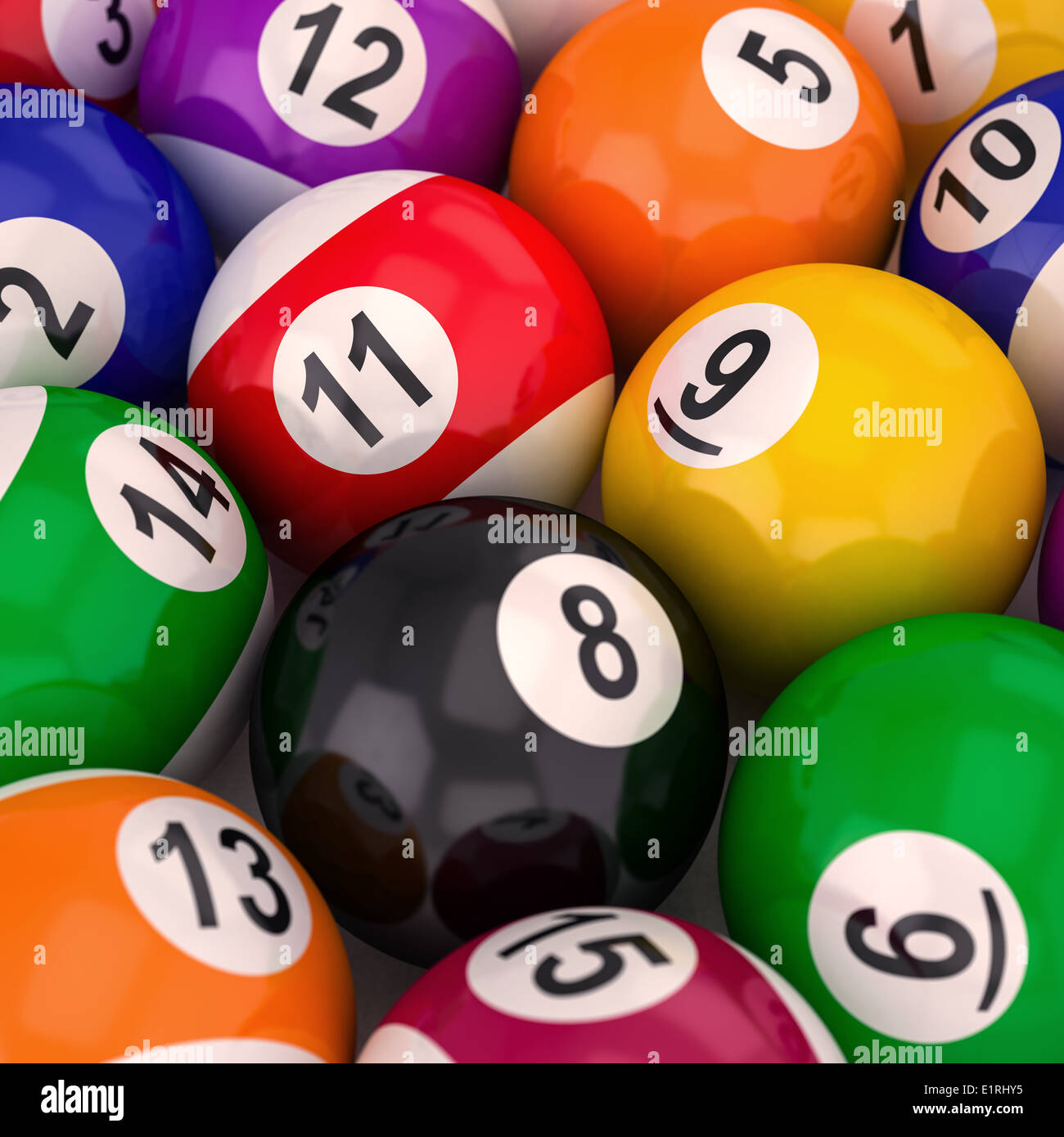 billiard balls with numbers on a white background Stock Photo - Alamy