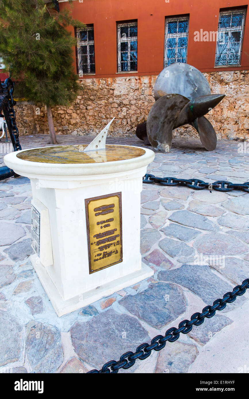 Armature and anchor Greece, Chania, Crete.Traditional pictorial street ...