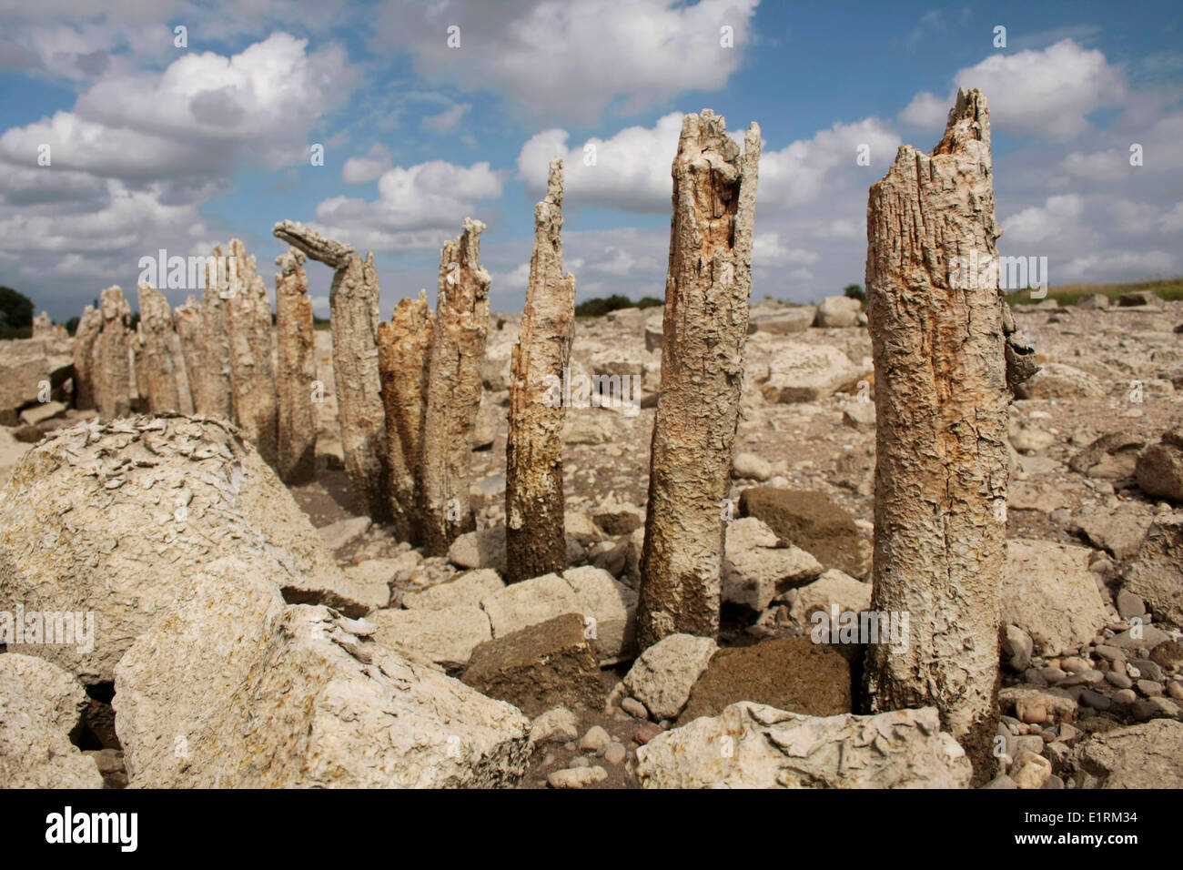 At extreme low water levels the remains of an old dike are visible ...