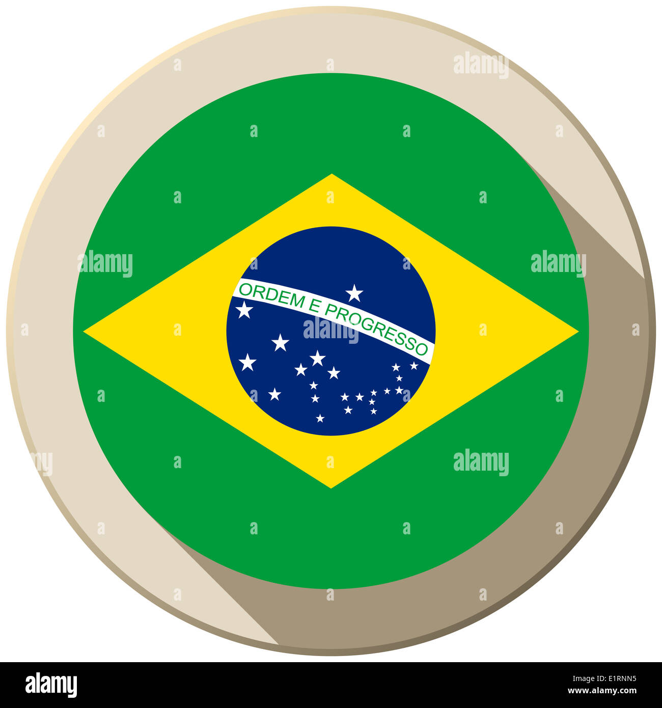 Vector - Brazil Flag Button Icon Modern Stock Photo - Alamy