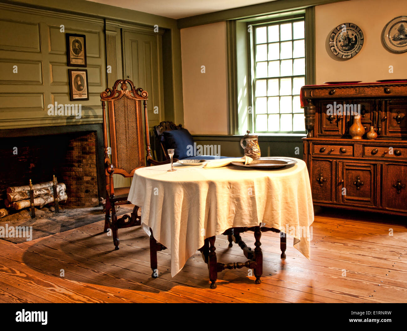 old fashioned room with small dining table Stock Photo - Alamy