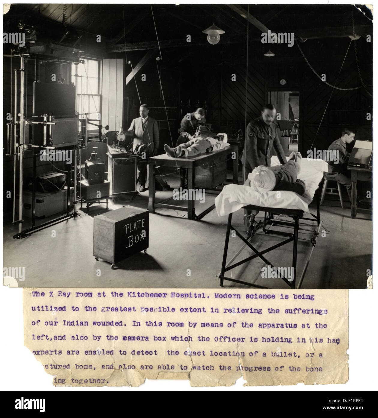 The X-ray room at Kitchener Hospital in Brighton, England, during World ...