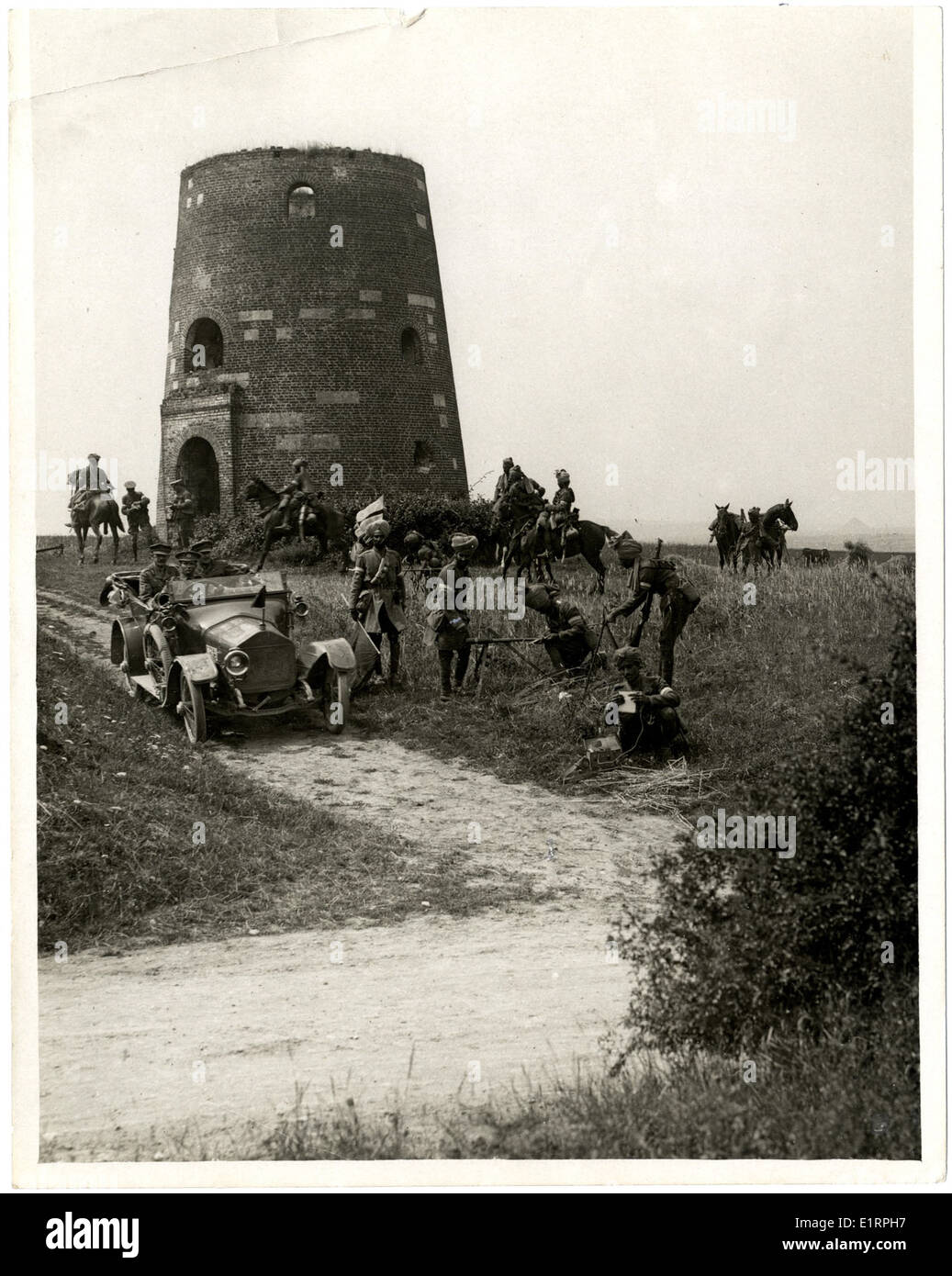 An Indian Cavalry Brigade signal troop is seen at work in Aire, France ...