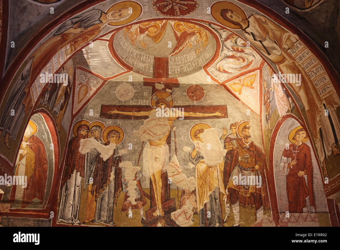 Ancient Christian fresco, in a hidden rock church in Cappadocia, Turkey ...