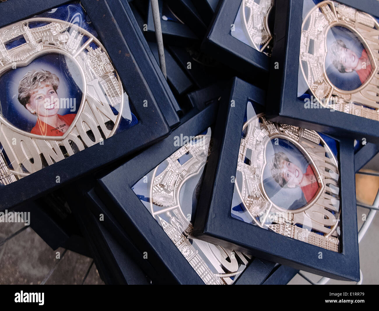 Princess Diana frames sold in a souvenir shop in London, England Stock ...