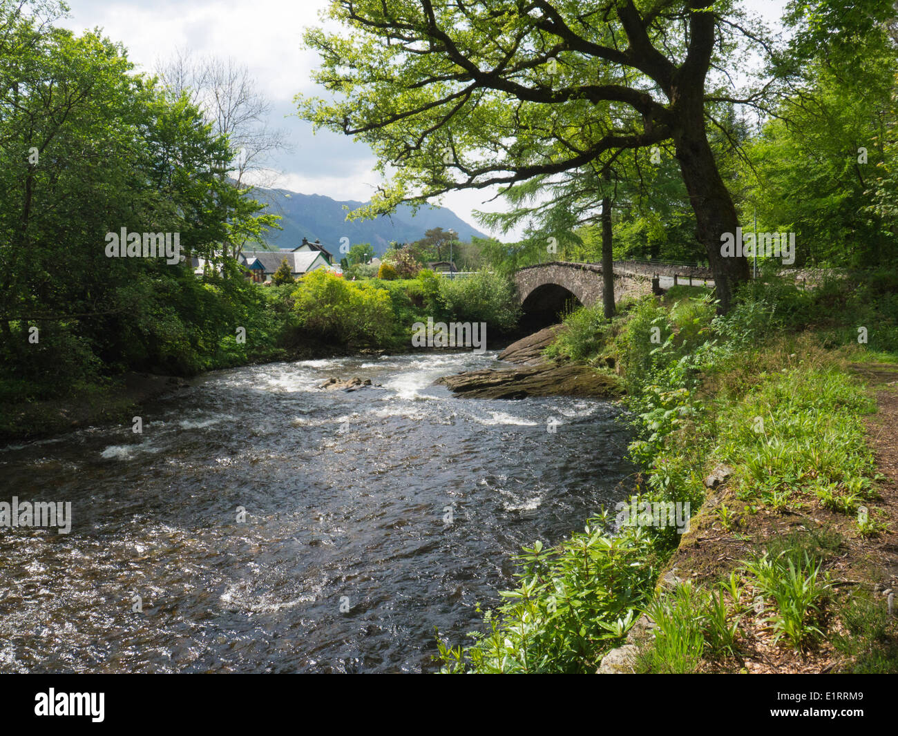 Glencoe Scottish Highlands Old stone road bridge over River Coe Stock ...