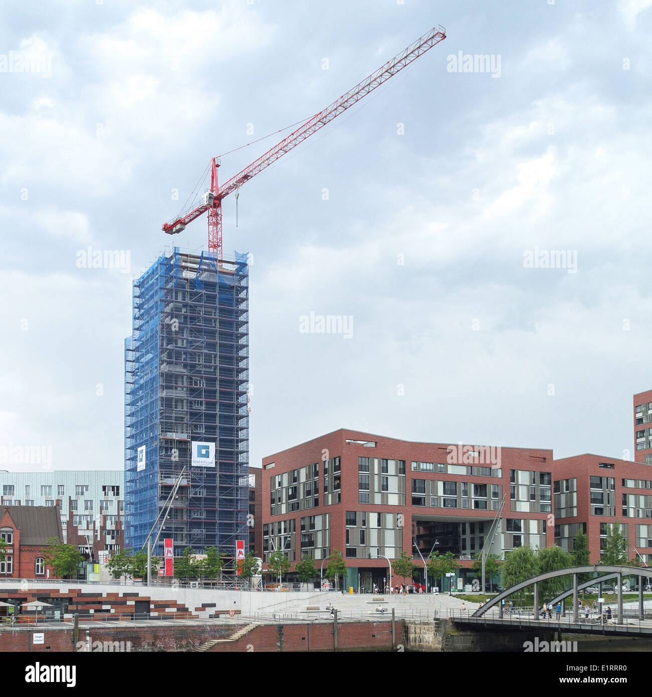 HafenCity development area on a beautiful summer day in Hamburg ...
