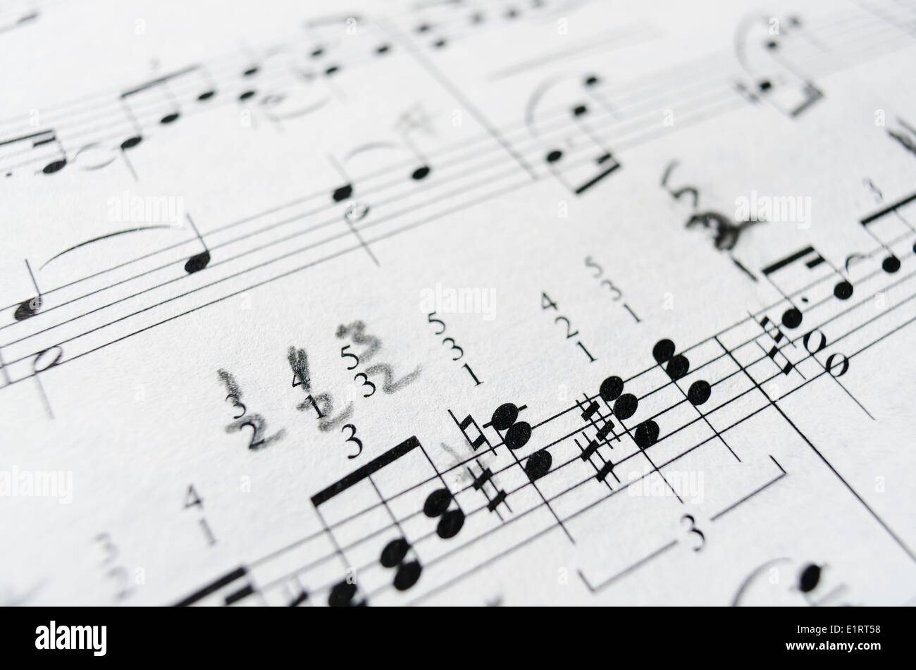 Music sheet notes score melody close up black white lines composition ...