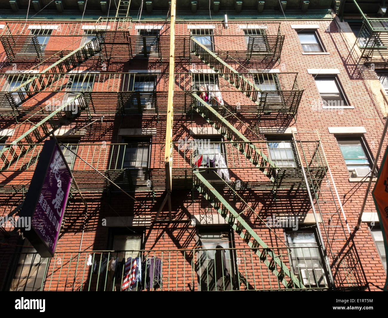 Brick Building Fire Escape in Chinatown, NYC Stock Photo - Alamy