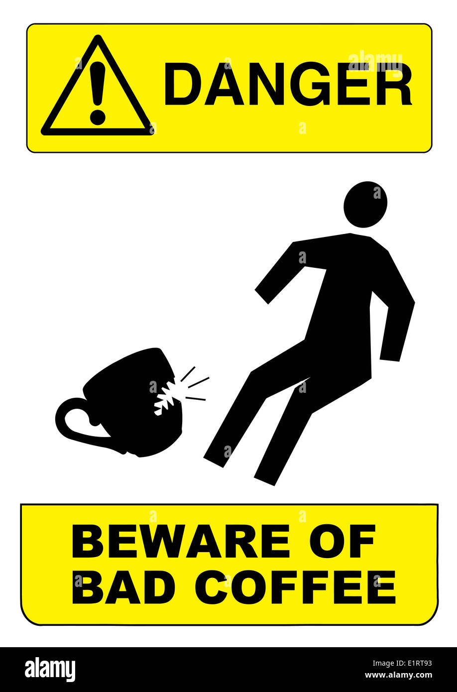 Funny coffee warning sign Stock Photo - Alamy