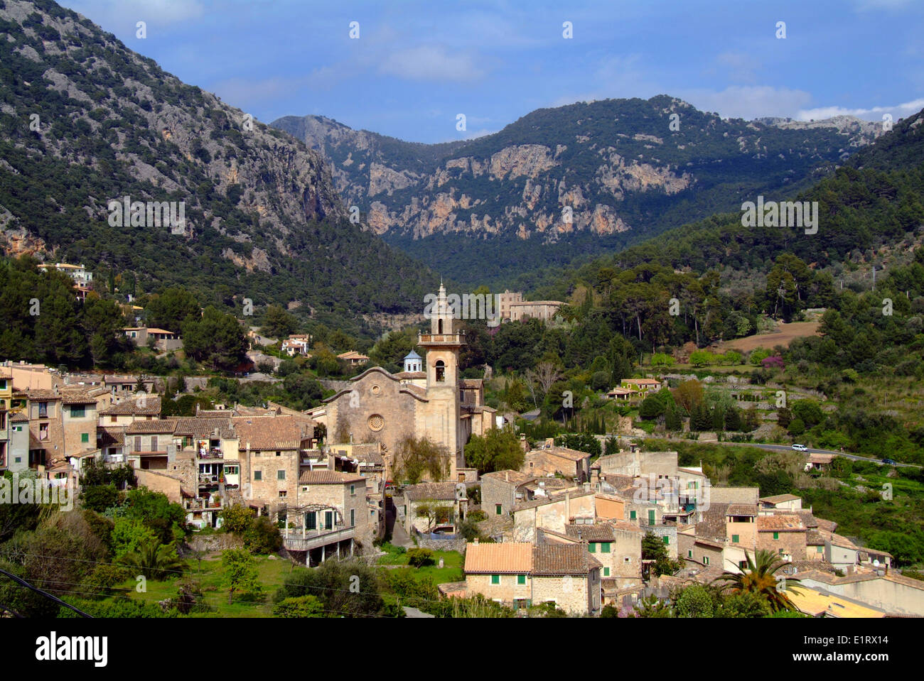 Overview to the village Valldemossa Valdemossa Majorca Spain Stock ...