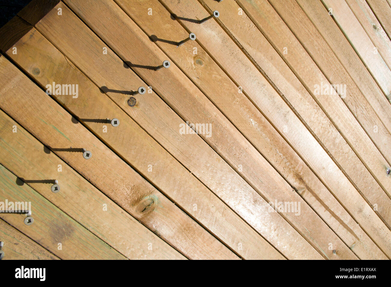 Wood screws in wood pickets Stock Photo - Alamy