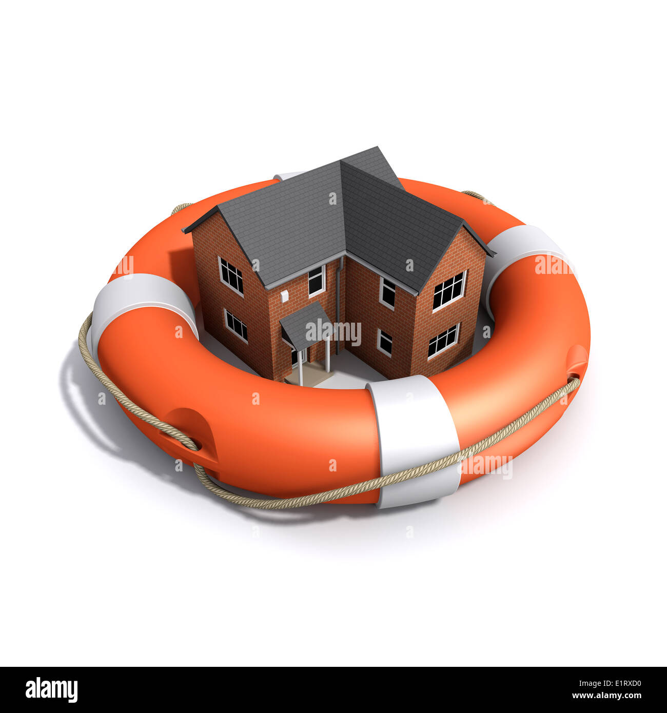 3d House in a life ring Stock Photo - Alamy