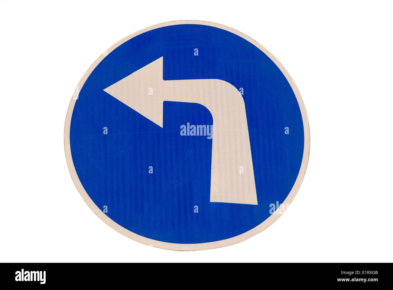 Blue left turn only sign Cut Out Stock Images & Pictures - Alamy