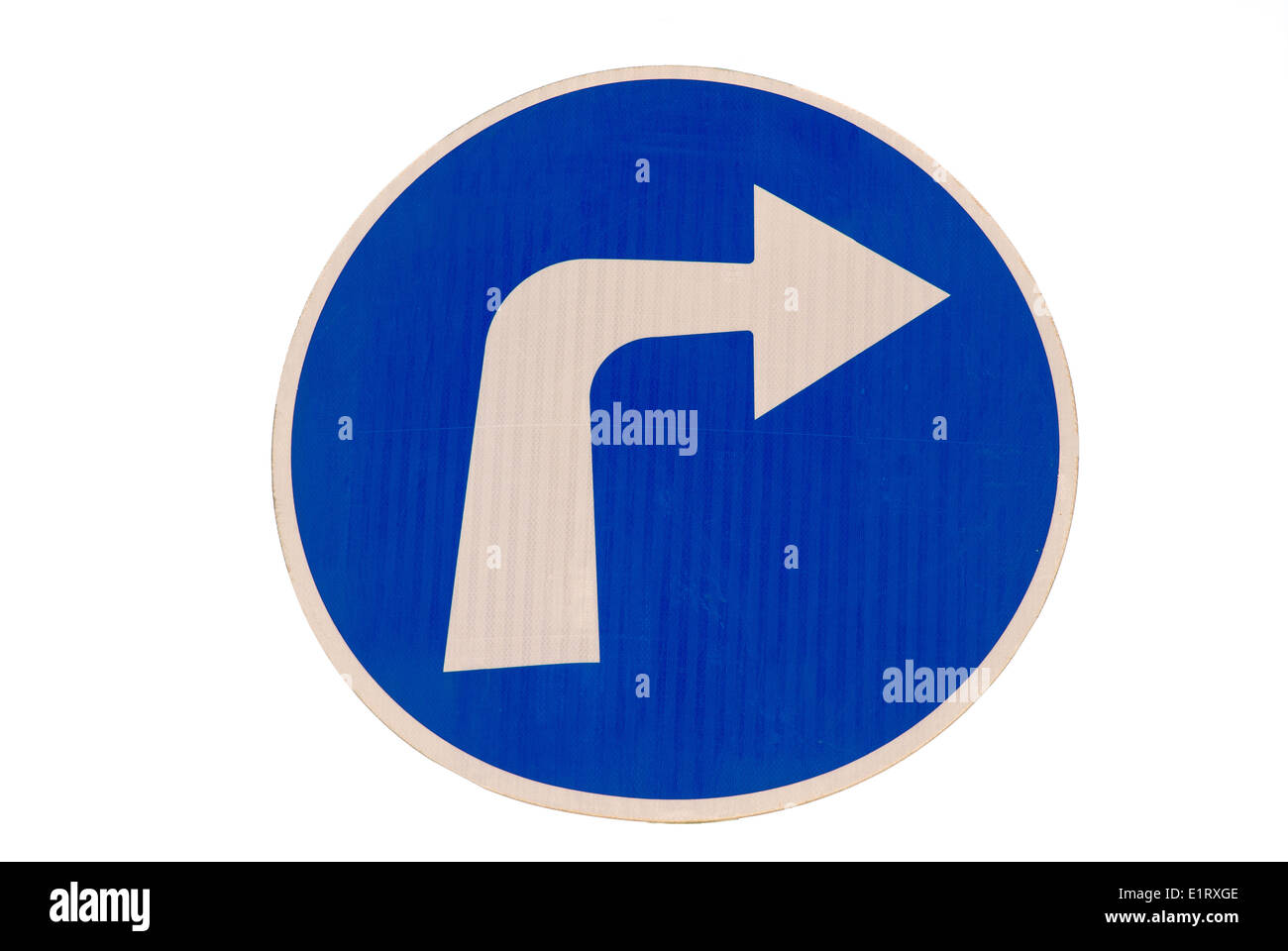 Road sign compulsory turn right hi-res stock photography and images - Alamy