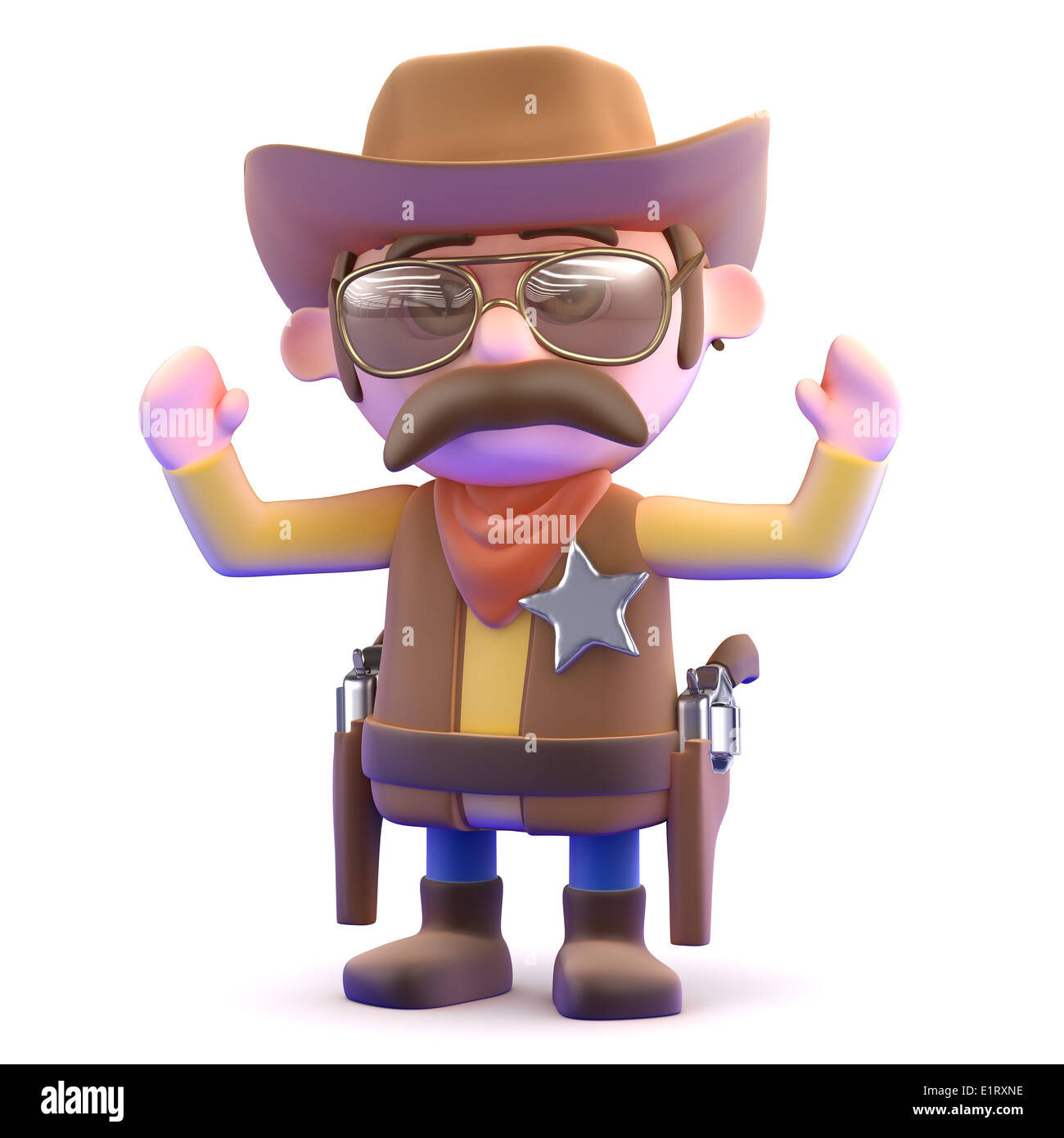 3d Sheriff cowboy surrenders Stock Photo - Alamy