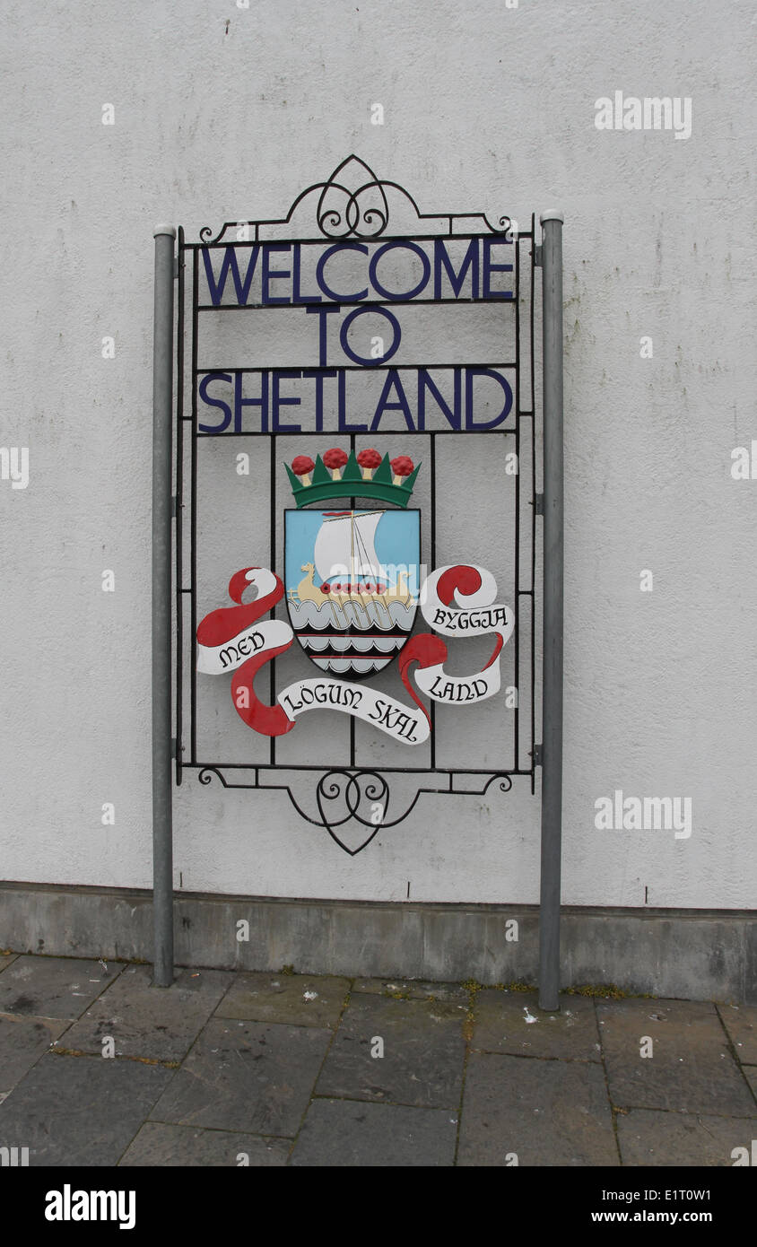 Welcome to Shetland sign Lerwick Scotland June 2014 Stock Photo - Alamy