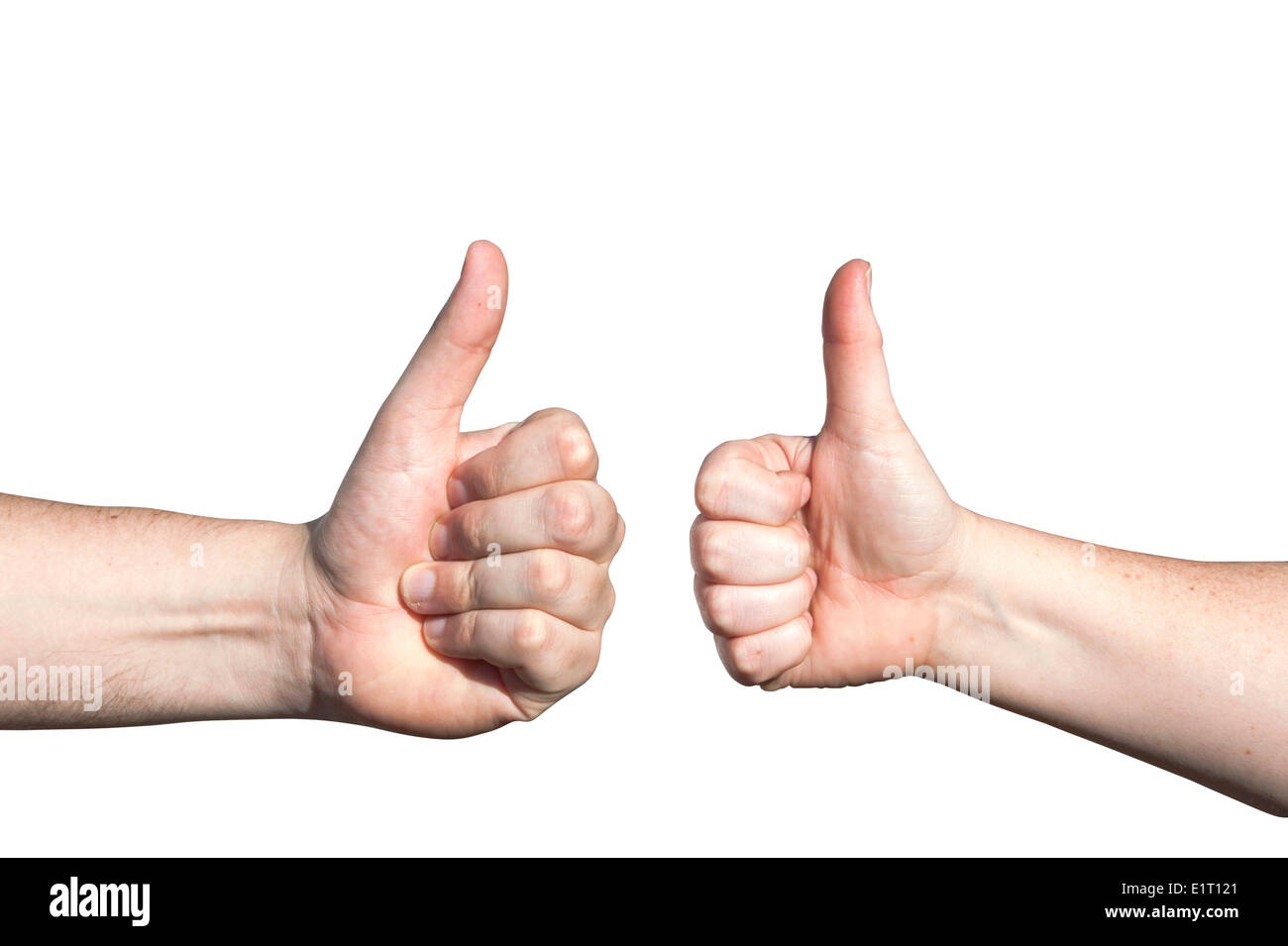 two hands with raised thumbs as gesture of agreement Stock Photo - Alamy
