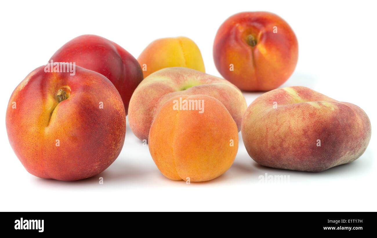Peach, nectarine, apricot isolated on white background Stock Photo - Alamy