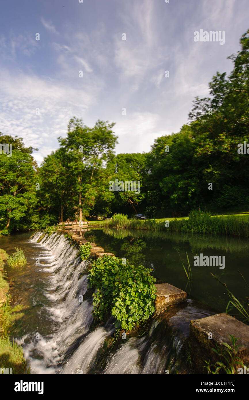 Waterfall in the grounds on Manor house Country estate Stock Photo - Alamy