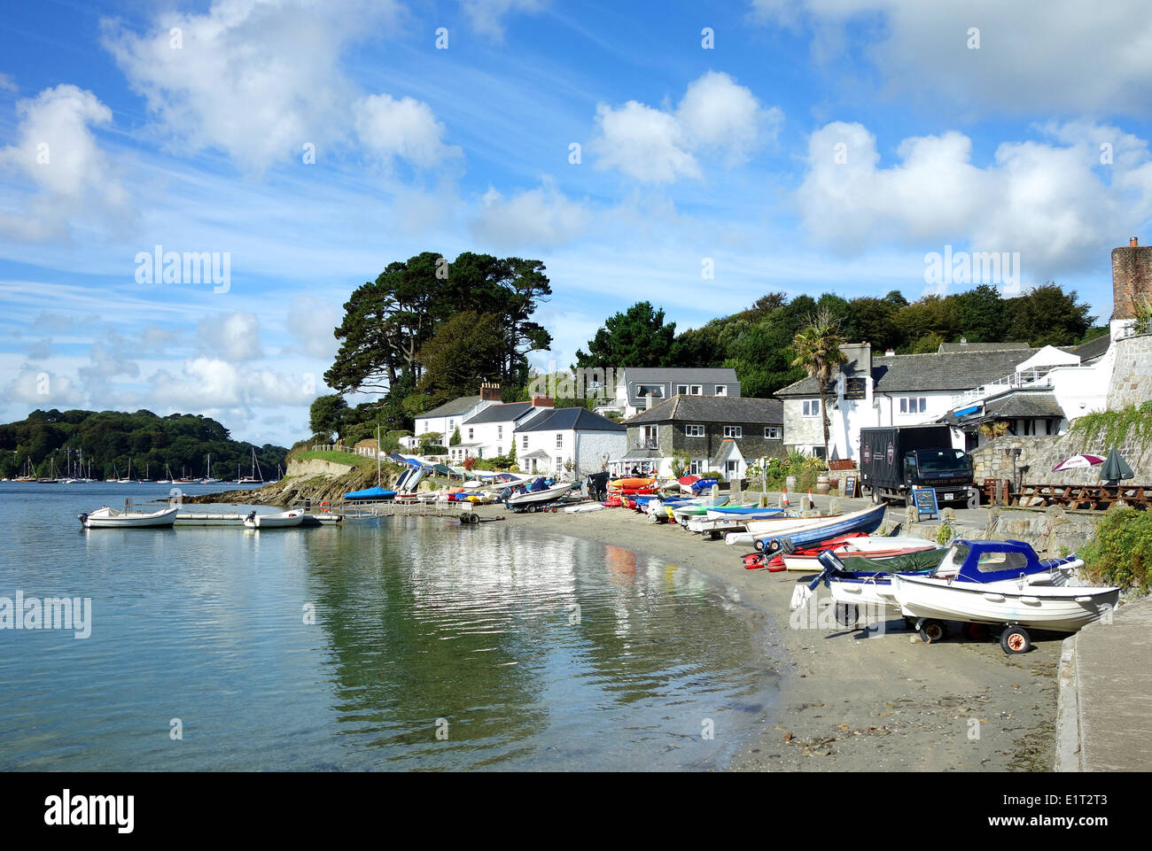 The riverside village of Helford Passage in Cornwall, England, UK Stock ...