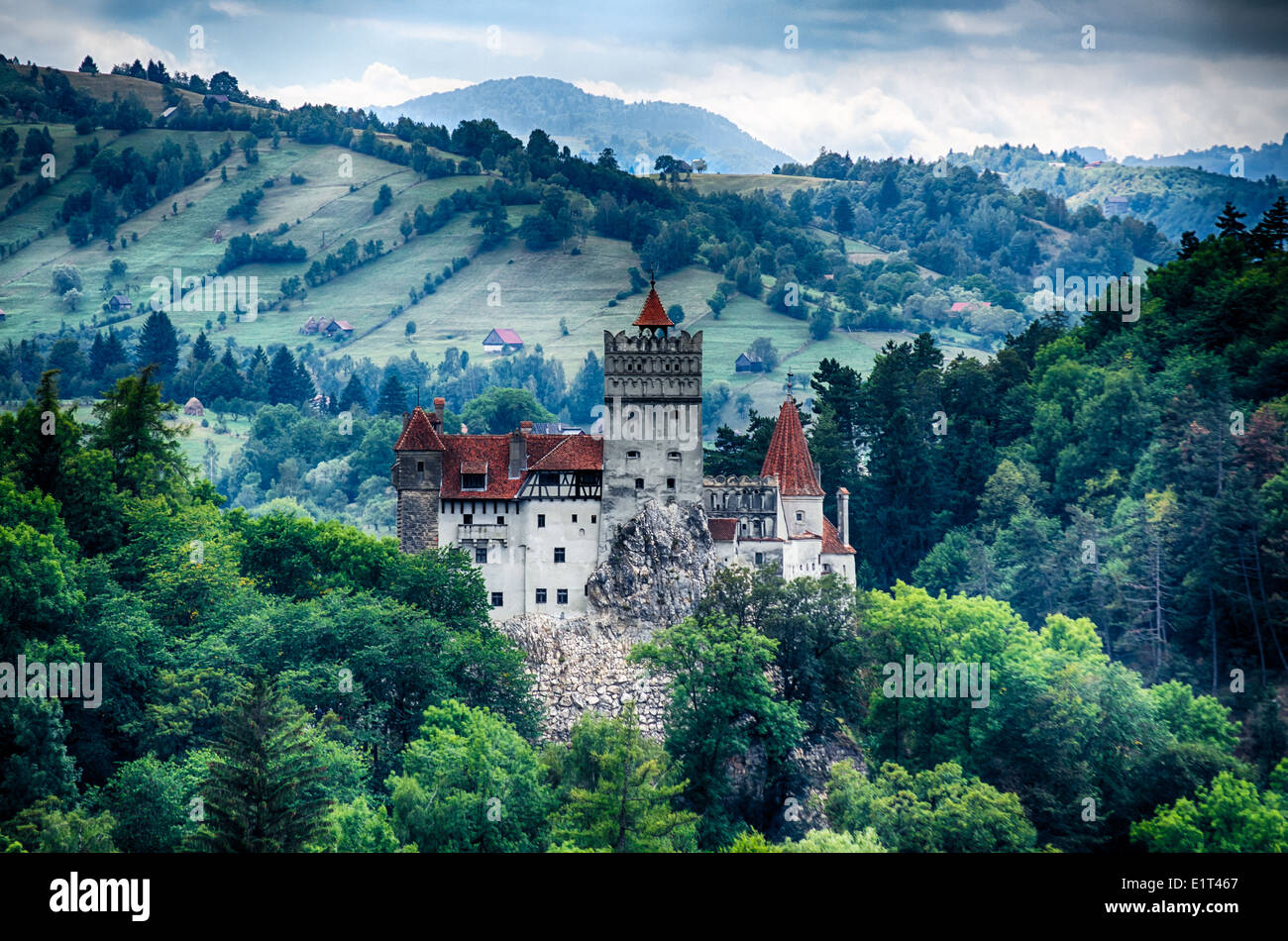 Medieval Bran Castle, guarded in the past the border between Wallachia ...