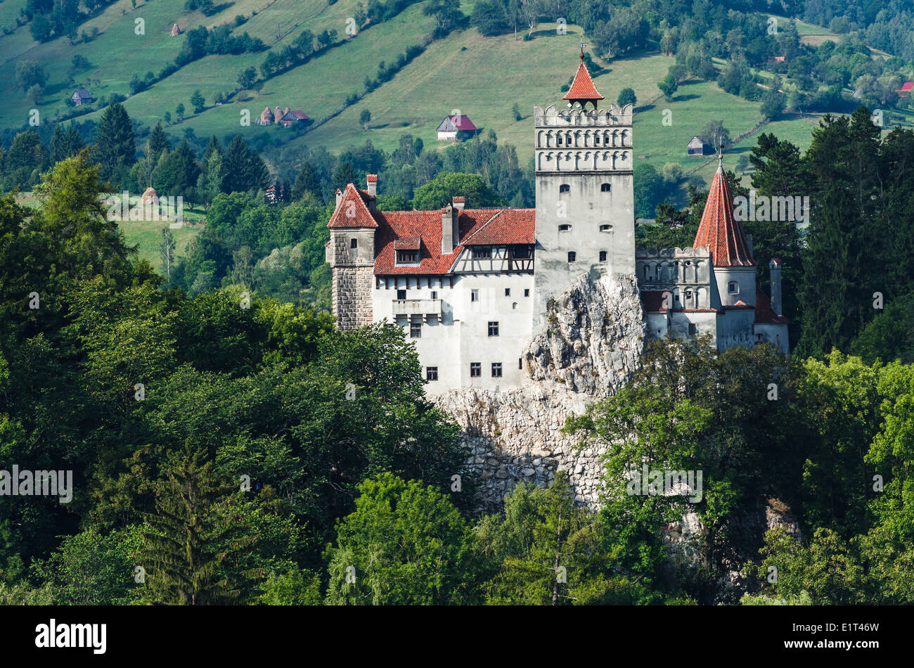 Medieval Bran Castle, guarded in the past the border between Wallachia ...