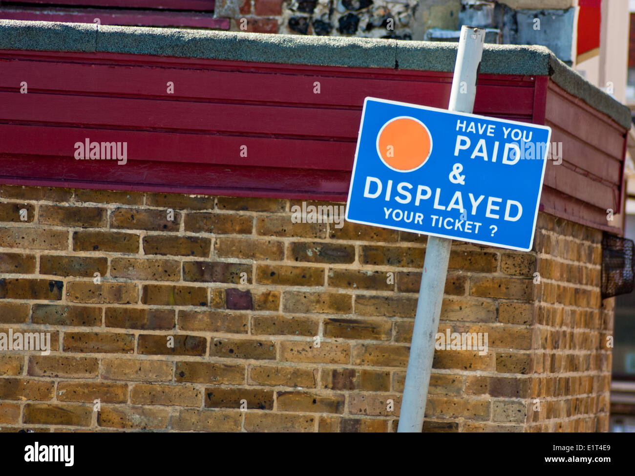 A sign showing a pay and display alert Stock Photo - Alamy