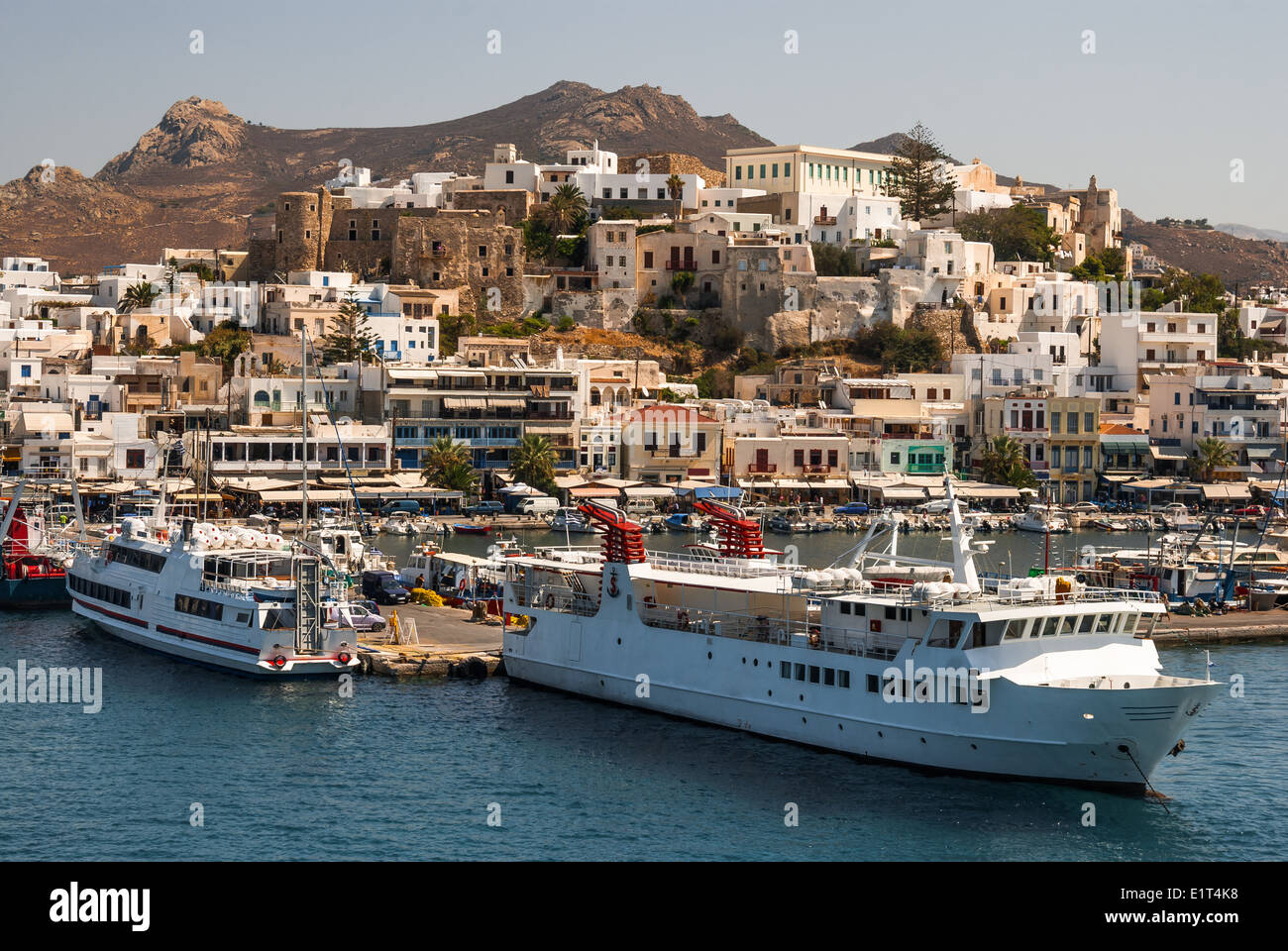 Picturesque port of Naoussa, island of Paros, in Aegean Sea, Greece ...