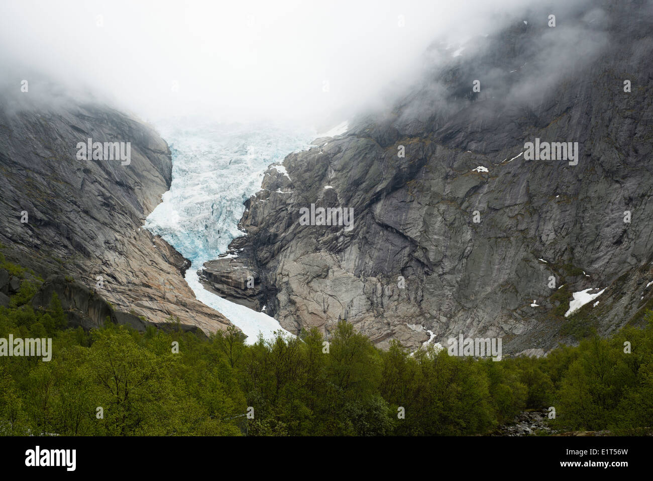 The Briksdal Glacier near Olden, Norway in the Jostedal Glacier ...