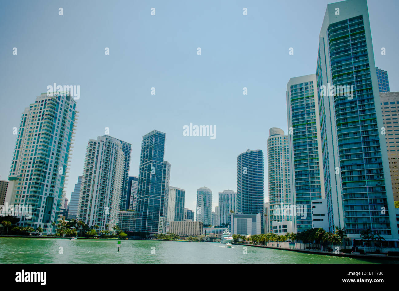 View of Miami skyline from bay area on sunny day Stock Photo - Alamy