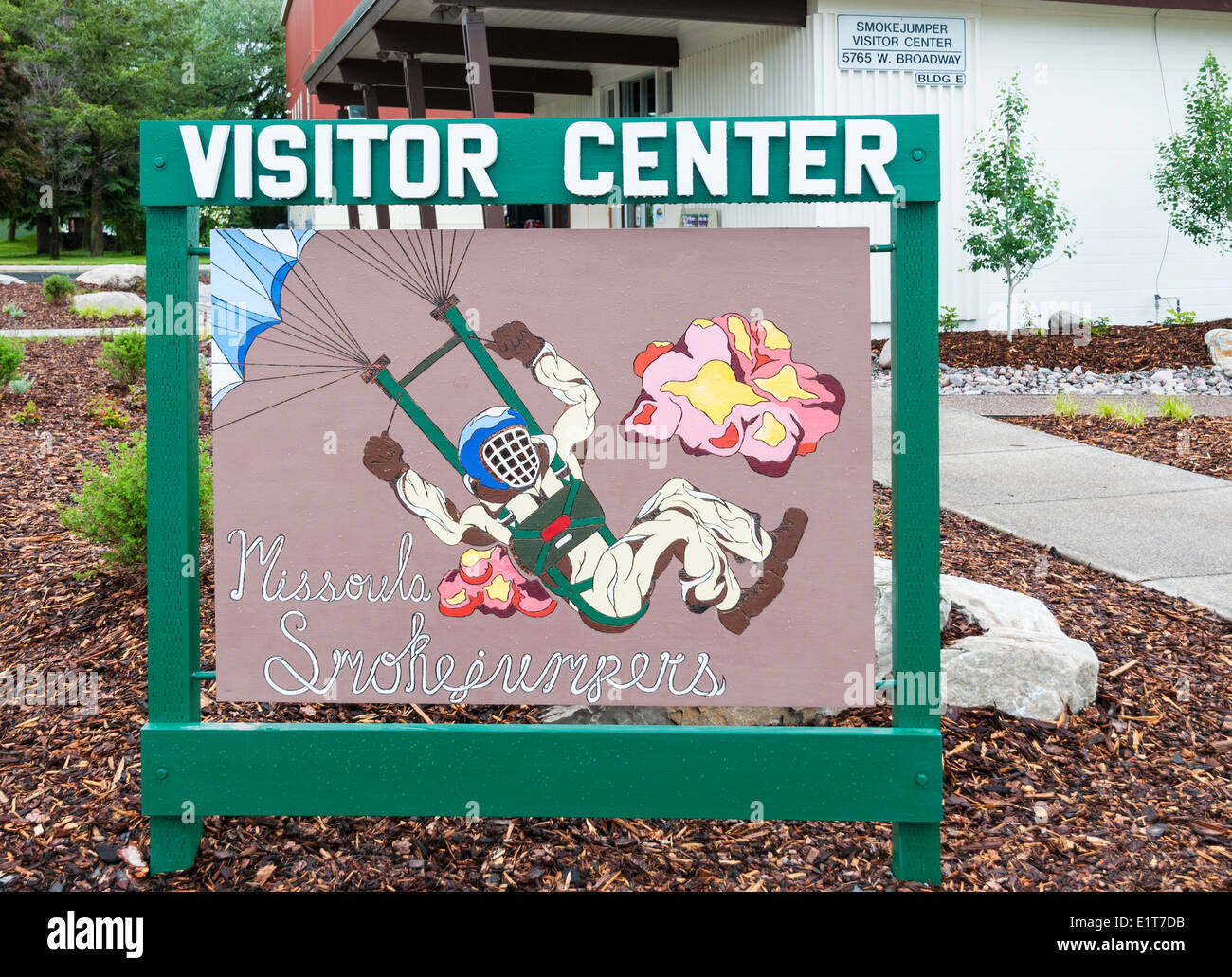 Montana, Missoula Smokejumpers Visitor Center sign Stock Photo - Alamy