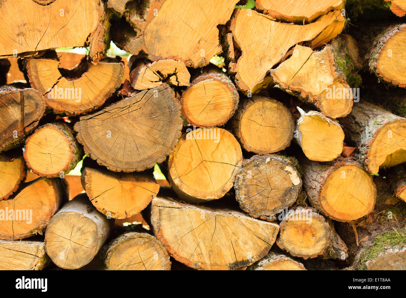 Heating. Closeup of firewood fire wood as background backdrop texture ...