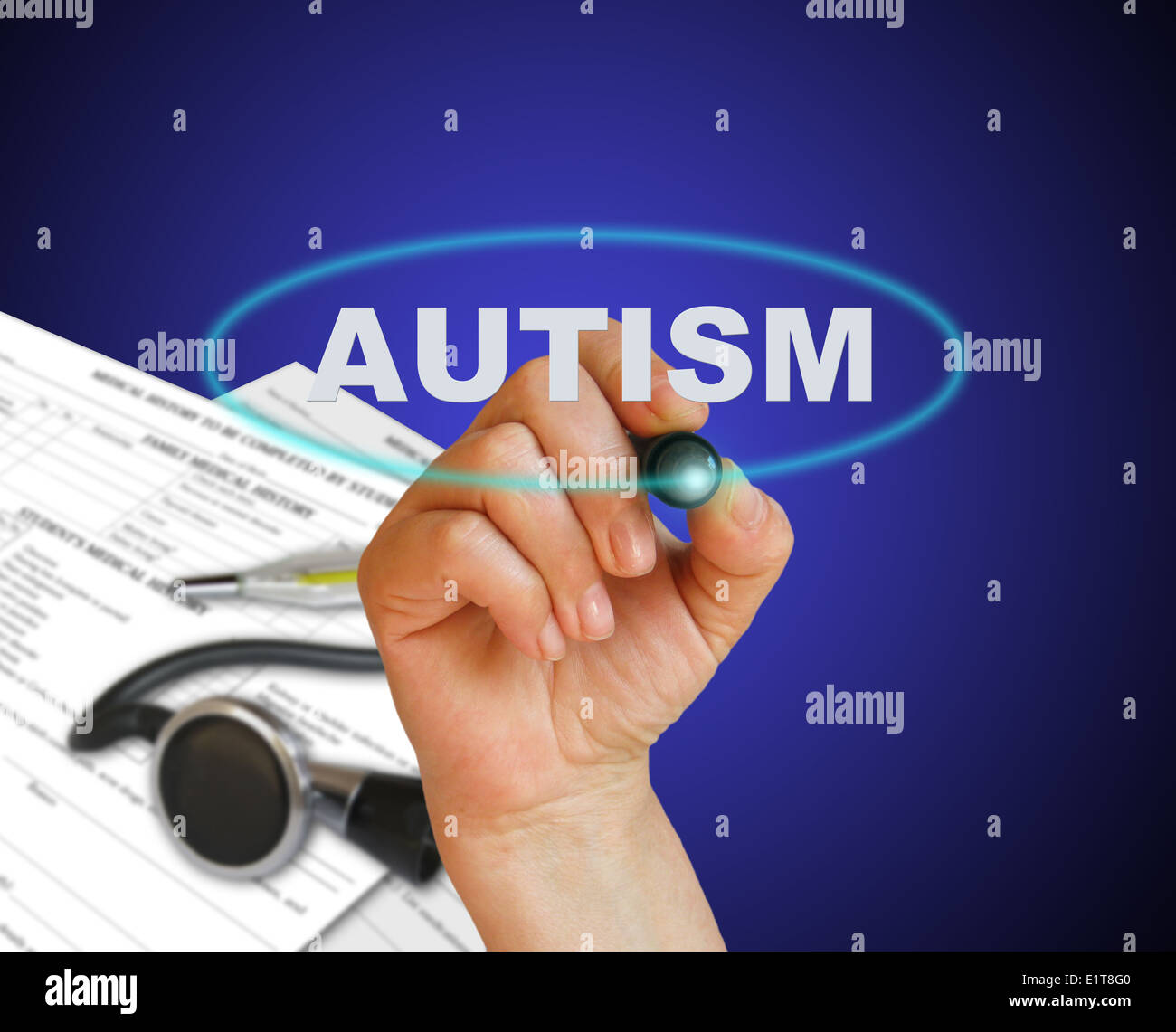 writing word Autism with marker on gradient background made in 2d ...